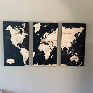 World Map Push Pin, Cork Board Wooden World Map, Custom Travel Map ...