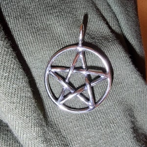 Solid 925 Handcast Sterling Silver Large Pentagram Pentacle Pendant ...