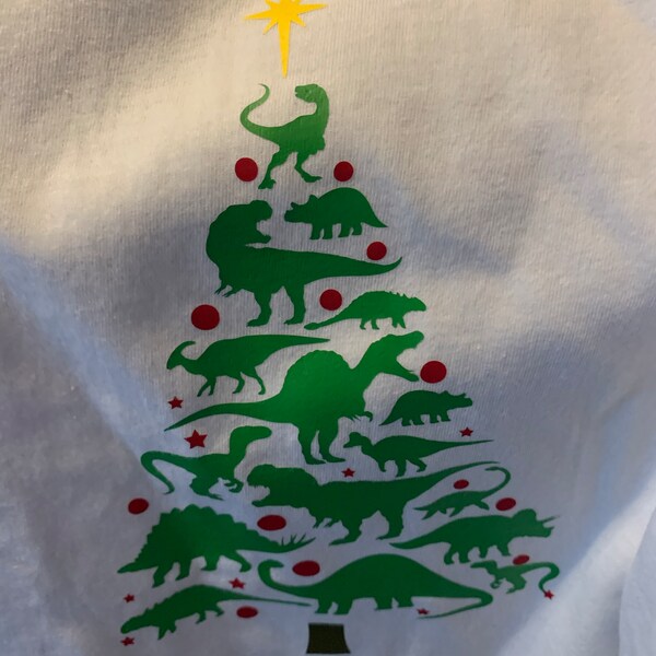 Dinosaur Christmas Tree SVG for Boys, T-rex Holiday Cut File for Cricut ...