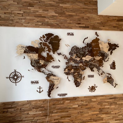 Wooden World Map Wall Art Extra Large World Map With Borders - Etsy