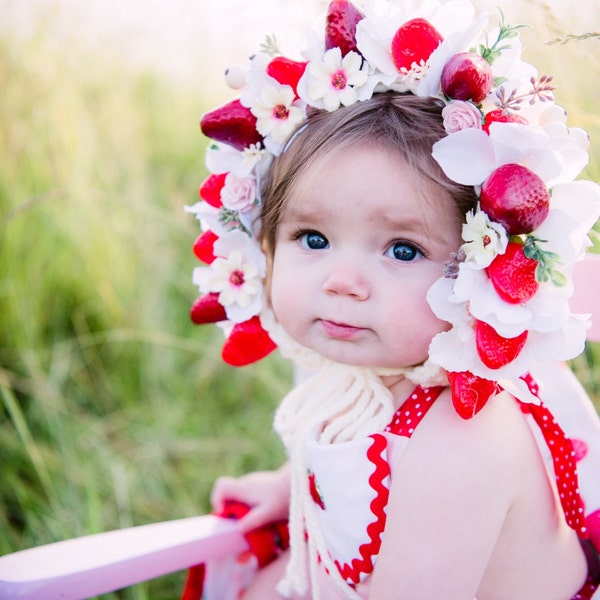 Flower Bonnet, Floral Bonnet, Garden Bonnet, Sitter Bonnet, Baby Hat ...