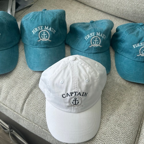 Custom Captain/first Mate Hat: Embroidered Anchor, Unisex Baseball Cap ...