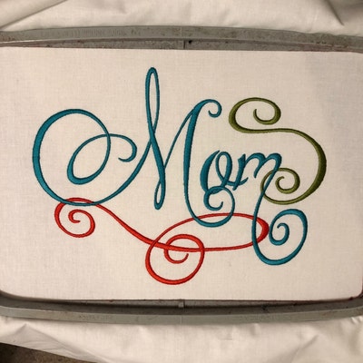 Mom Calligraphy Script Embroidery Design Large Instant - Etsy