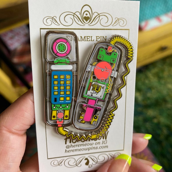90s Clear Neon Phone Deluxe Enamel Pin V2.0 - 90s Nostalgia - Nineties ...