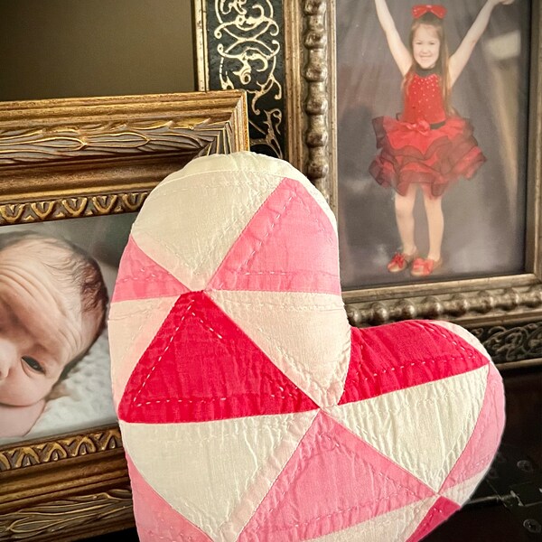 Patchwork Heart Pillow Quilted Heart Heart Decorative Pillow - Etsy