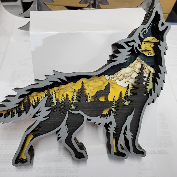 Multilayer Wolf Mandala 6 Layers for Laser and Cutter Machines, Home Decor, SVG, DWG DXF Cdr ...