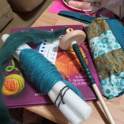 Drop Spindle Kit for Beginner W/ Fiber Top Whorl Wool Yarn Spinning ...