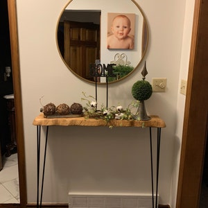 Live Edge Round Corners Console Table with Hairpin Legs Live | Etsy