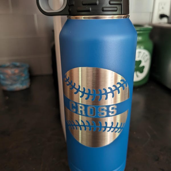Personalized Baseball Water Bottles - Custom Engraved 32oz Stainless ...