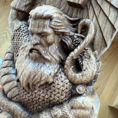Njord Statue Wood Sculpture Wood Carving - Etsy
