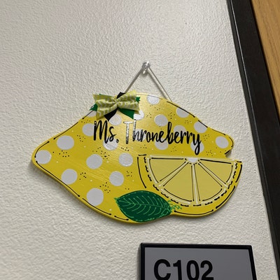 Personalized LEMON TEACHER SIGN Class Classroom Name Room Door Plaque ...