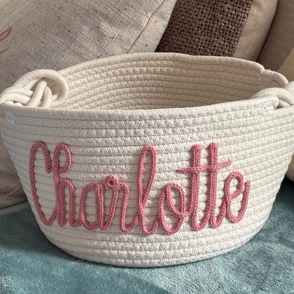 Personalized Baby Shower Gift Basket, Rope Cotton Baby Gift Basket ...