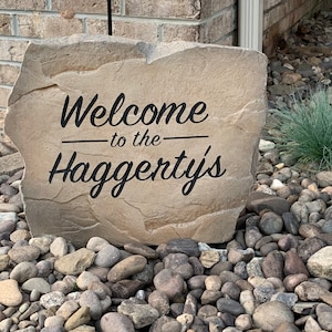 Welcome Name Stone Custom Stone Engraved Rock Personalized Garden Stone ...