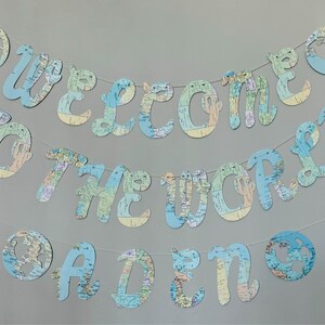 Little Explorer Landing Soon Banner, Light Blue Maps, Baby Shower ...