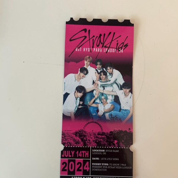 Stray Kids Ticket Souvenir BST Hy*e Park Festival Inspiration - Etsy