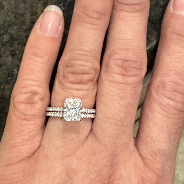 2ct Radiant Cut Engagement Ring Set, (8.5x6.5mm) Radiant Solitaire Ring ...