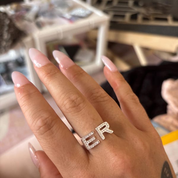 Initials Signet Ring, Gothic Letter, Custom Silver Ring, Personalized ...