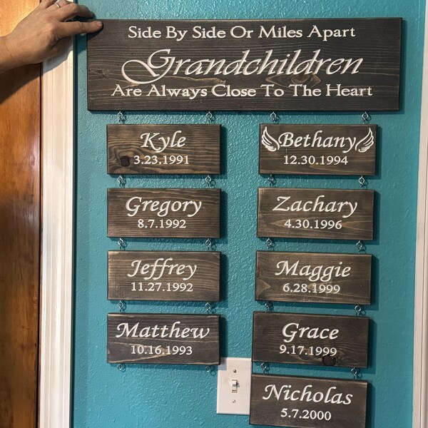 Engraved Long Distance Grandchildren Sign, Wall Art, Personalized ...