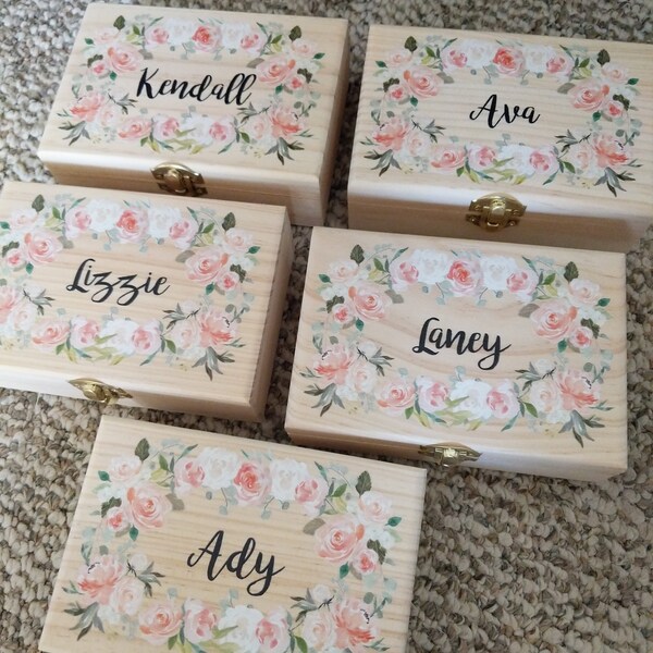 Flower Girl or Bridesmaids Gift Box Jewelry Box Personalized Name ...