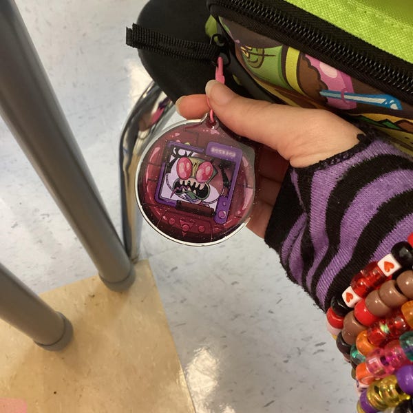 Alien Invader Zim Gir Tamagotchi Keychain - Etsy