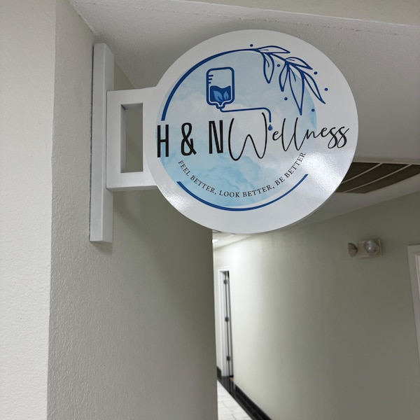 Blade Sign, Round Storefront Sign , Wall Mounted Sign , Hanging Sign ...
