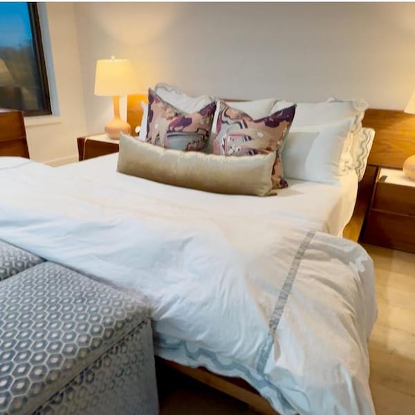 Anna Spiro Tattie // Multi With Butterfly Flange Pillow | Plaid Print ...