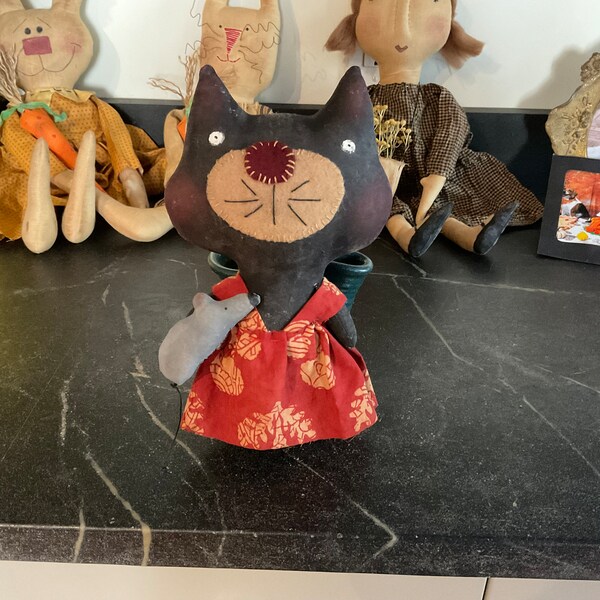 Kiki Kitty EPATTERN - Primitive Country Cat Plush Cloth Doll Craft ...