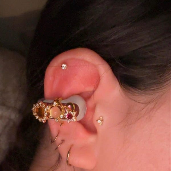 Silver and Gold Star Earbuds Diamond Jewelry for Bose Ultra Open ...