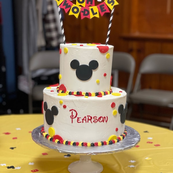 Mickey Mouse Birthday Age Cake Bunting Topper - Oh Two-dles Smash Cake ...