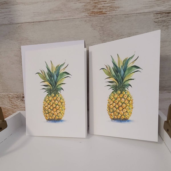 Pineapple Note Cards-- Pineapple Watercolor Cards- Watercolor Fruit Art ...