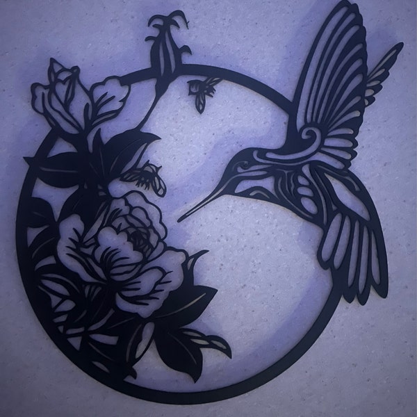 Humming Bird Wall Art Decor Vector Drawing File for Laser Cutting ...
