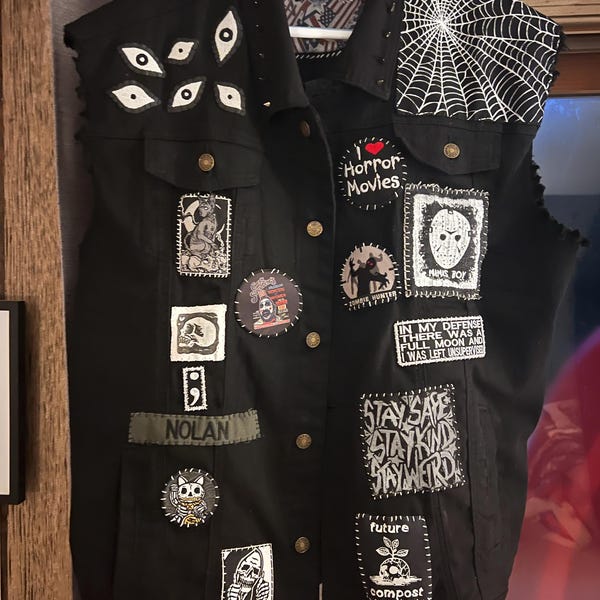 Dark Synth Synthwave Embroidered Patches Vibrant Color - Pink and ...