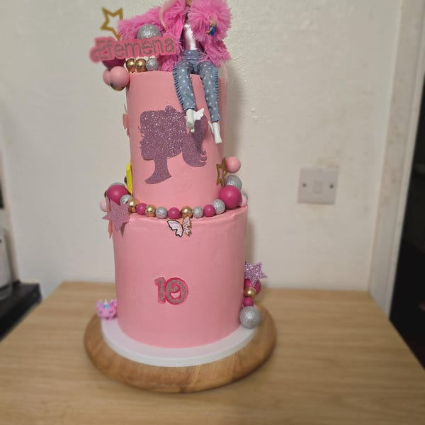 Personalised Pink Doll Cake Topper Set - Etsy UK