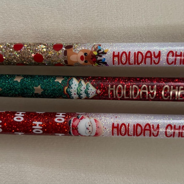 Christmas Glitter Pen: Handmade Holiday, Xmas, Reindeer, Santa ...