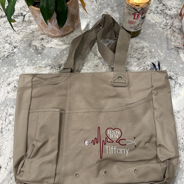 Large Tote With Name - Embroidered Zippered Tote Bag - Monogrammed Car ...