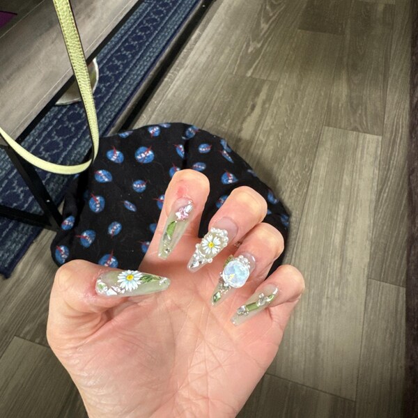 Sun Star Gothic Press on Nails Long Almond Nails/gothic Nails/punk ...