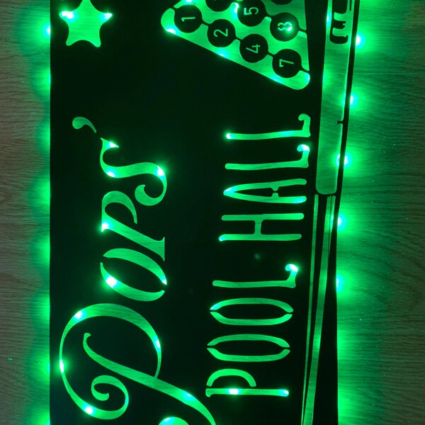 Custom Billiards Pool Hall Metal Wall Art LED Light - Personalized Pool ...