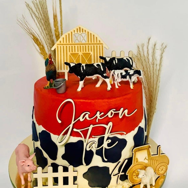 Farm Cake Topper Set Farm Yard Farm Party Birthday Wooden Cake Topper ...