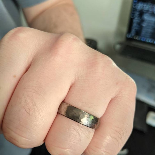 4mm Black Meteorite Sandblasted Wedding Ring, Black Obsidian ...