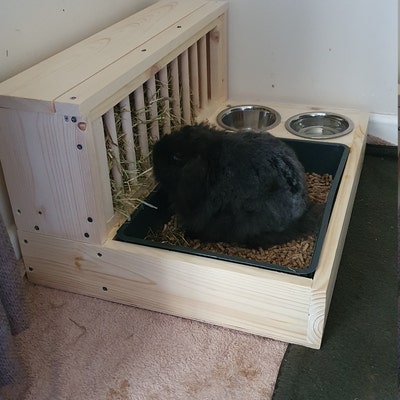Rabbit Hay Feeder 3 in 1 Hay & Food Bowls With Litter Tray - Etsy UK