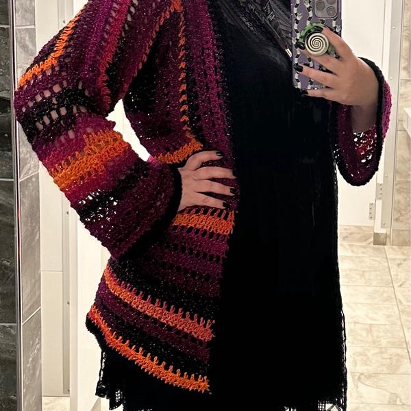 Nocturne Hexagon Cardigan Crochet Pattern: Goth Witch Cottagecore (PDF ...