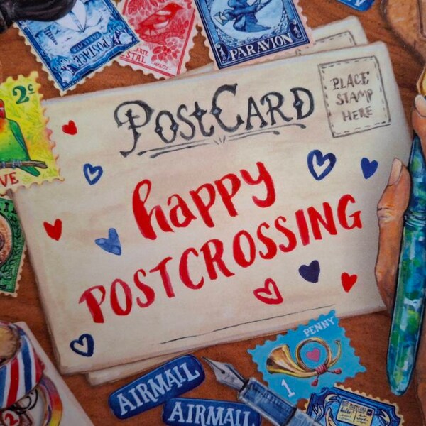 World Postage Postcards Packs 1 5 A6 Size Faux Stamps Ephemera, Vintage Penpal Letter ...