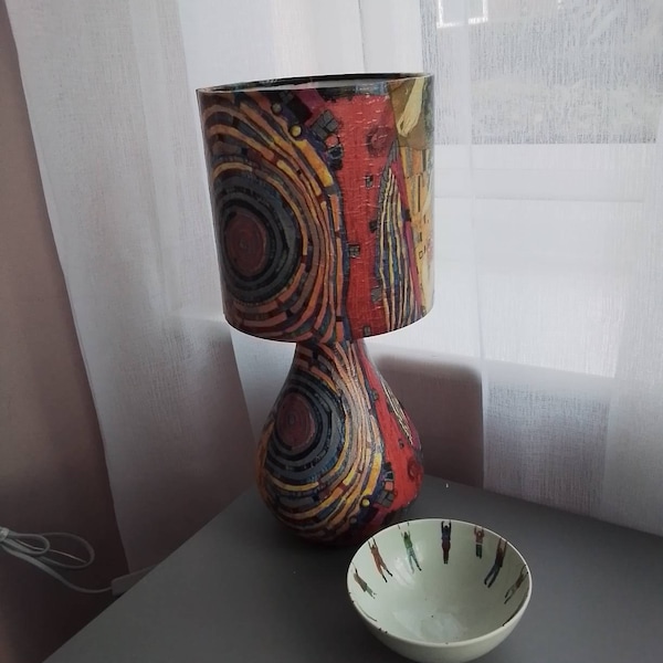 USB Klimt the Kiss Decoupage Table Lamp Design Home Decor Bedside Night ...