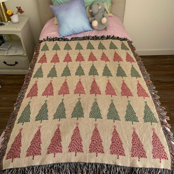 Woven Christmas Tree Blanket Christmas Blanket Woven Blankets Christmas ...