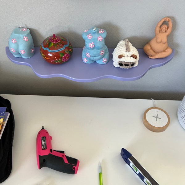 Wavy Shelf | Squiggle Shelf | Funky Decor | Maximalist | Pastel Shelves ...