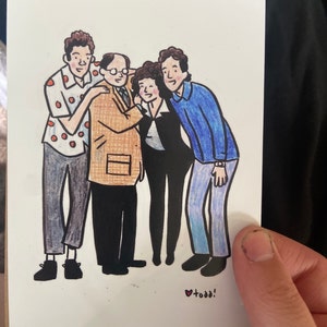 Seinfeld, 4 X 6 Inch Print, Crayon Drawing, Illustration, Jerry ...