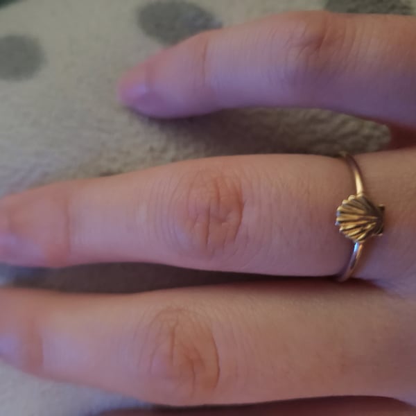 Tiny Shell Stacking Ring, Gold Filled Seashell Stacking Ring, Thin Gold Shell Ring, Stacking ...