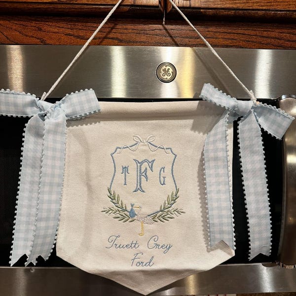 Custom Stork Baby Hospital Banner | Embroidered Birth Announcement ...