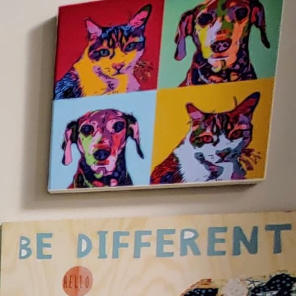 Custom Pet Pop Art Portrait DIGITAL, Hand Drawn Colorful Pop Art ...