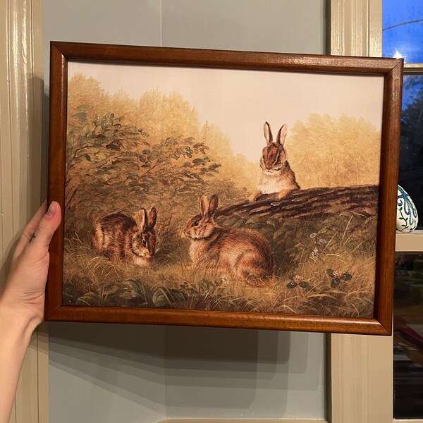 Rabbit Vintage Animal Print Nursery Wall Art Bunny Printable ...